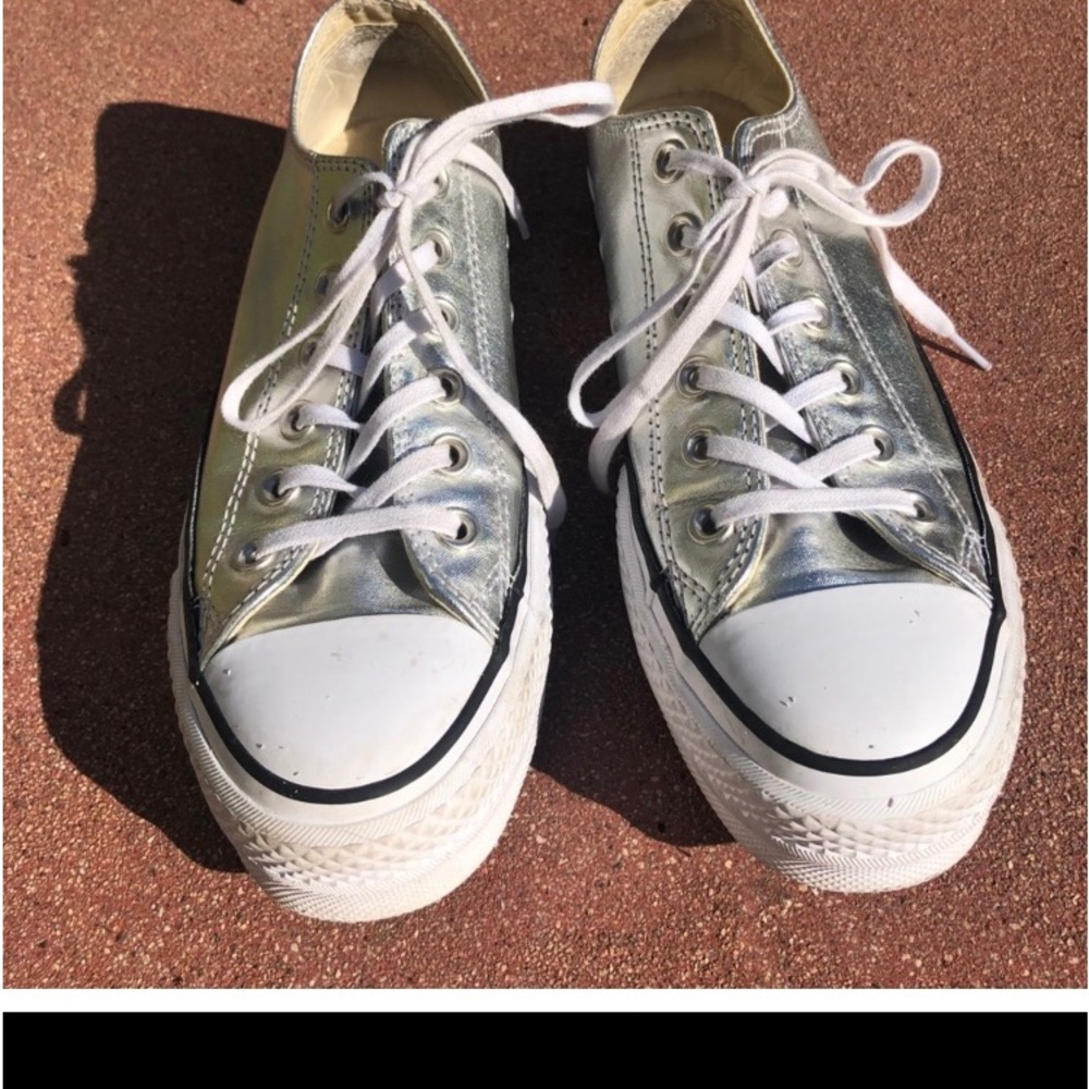 Rare- Silver Converse Platform Chuck Taylors - Gem